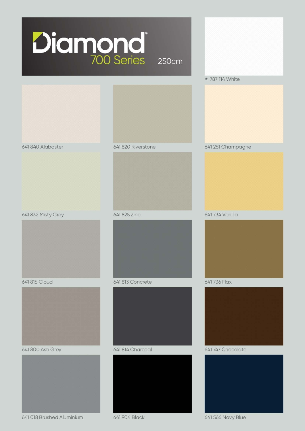 PVC COLOUR CHART - North Shore Canvas: Custom Made Awnings In Auckland